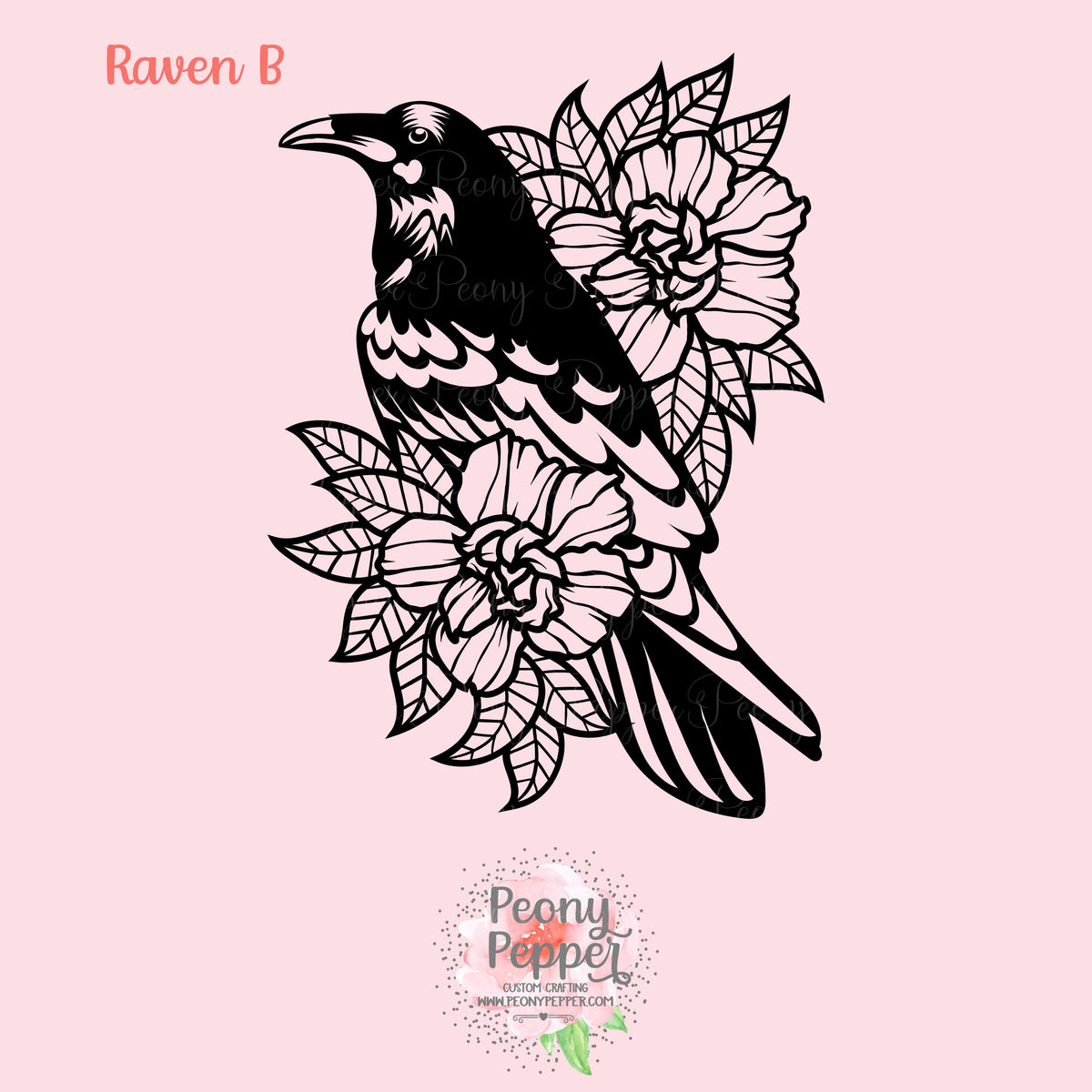 Floral Raven Decals – Peony Pepper