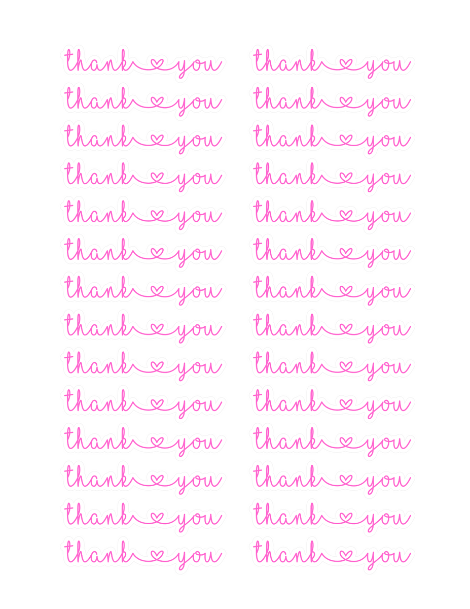 Thank You Line Stickers - Eight Color Options – Peony Pepper